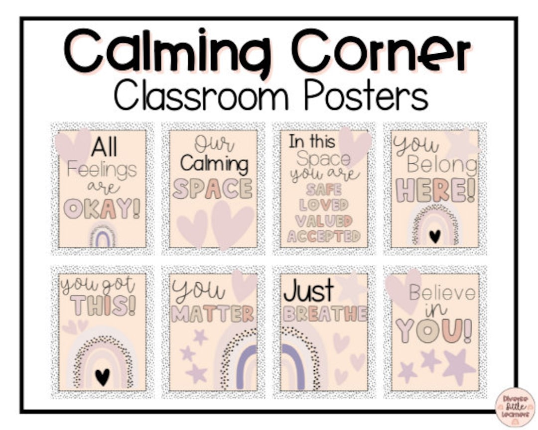 Calming Corner Classroom Posters Motivational Bulletin Board Decor ...