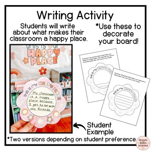 Our Happy Place Bulletin Board Decor | Writing Activity | Retro Theme ...