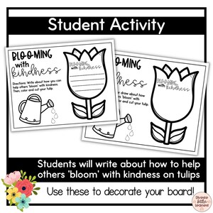 Spring Bulletin Board Decor | Writing Activity | Blooming With Kindness ...