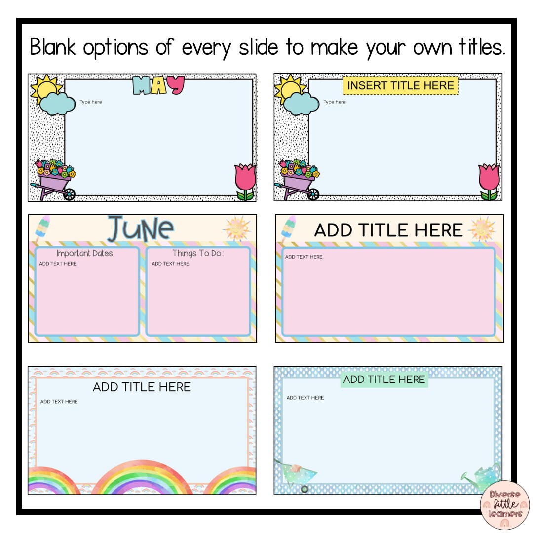 Spring Themed Google Slides Templates | March, April, May and June ...