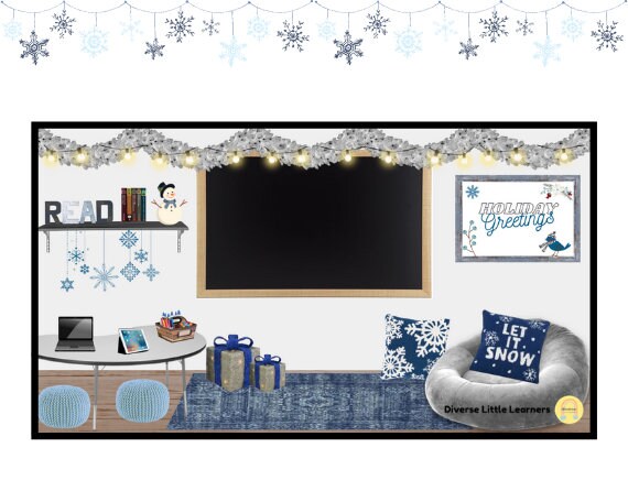 Bitmoji Virtual Classroom Templates Winter Wonderland Theme | Etsy