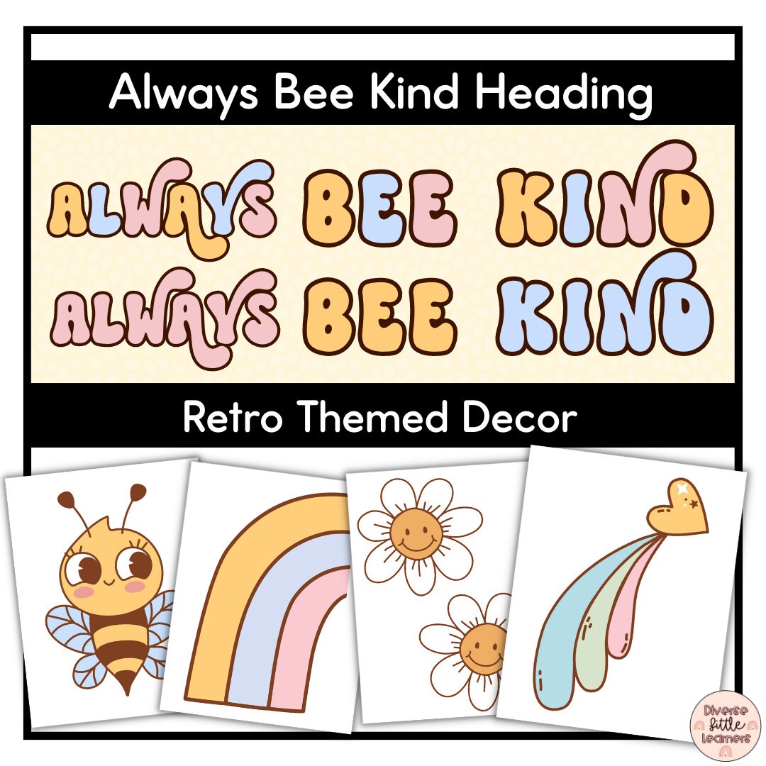 Bee Kind Retro Bulletin Board Decor | Writing Craft & Template ...