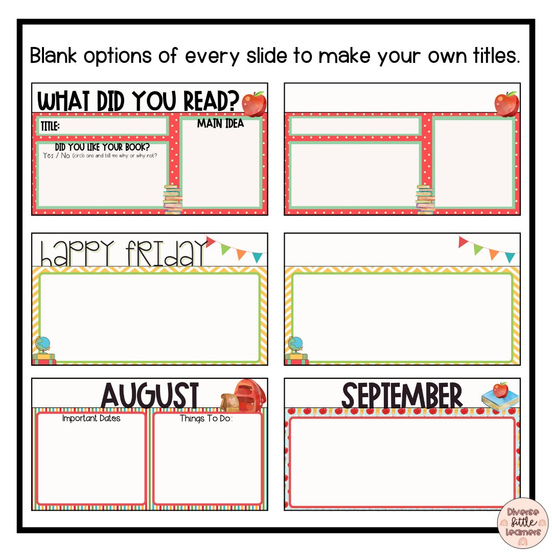 Back to School Themed Google Slides Templates: August and September ...
