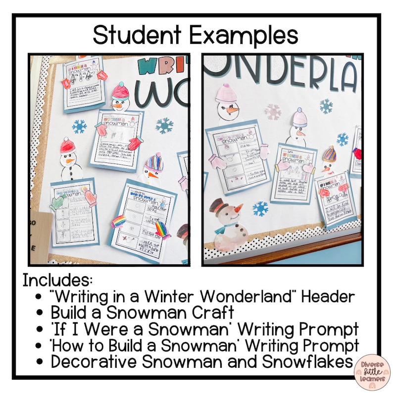 Writing in a Winter Wonderland Bulletin Board Decor | Snowman ...