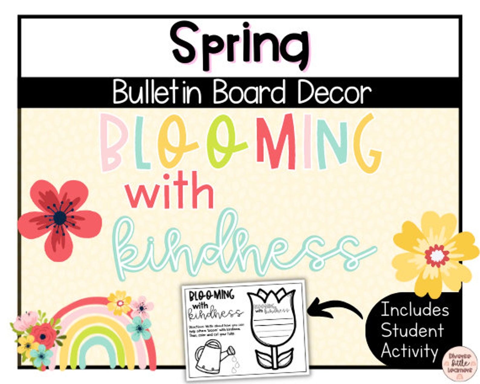 Spring Bulletin Board Decor | Writing Activity | Blooming With Kindness ...
