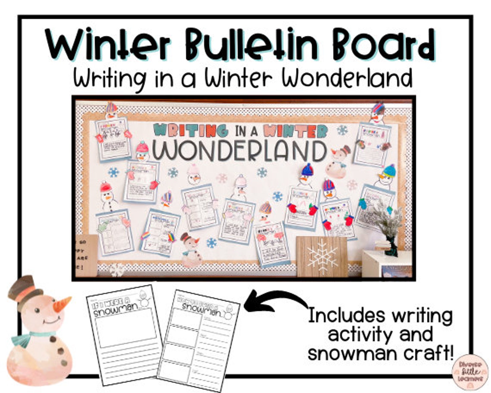 Writing in a Winter Wonderland Bulletin Board Decor | Snowman ...