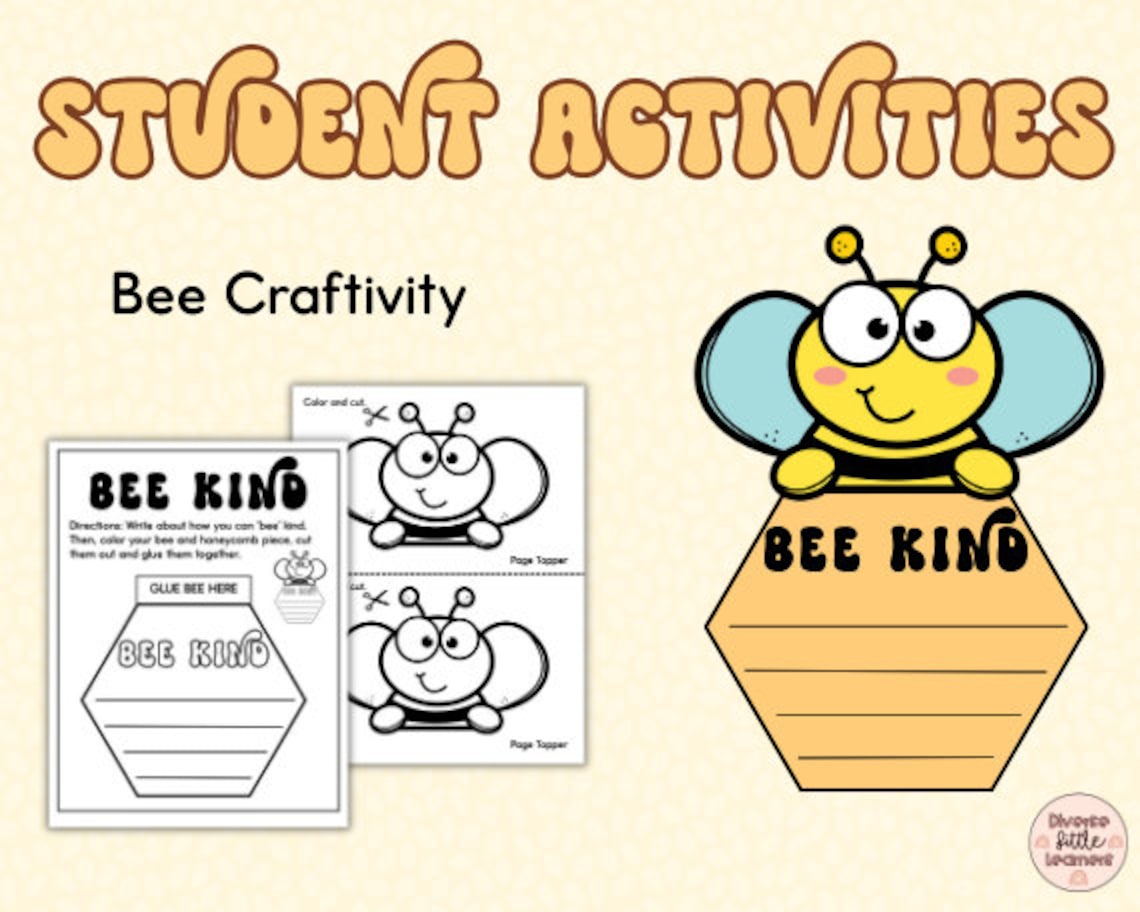 Bee Kind Retro Bulletin Board Decor | Writing Craft & Template ...