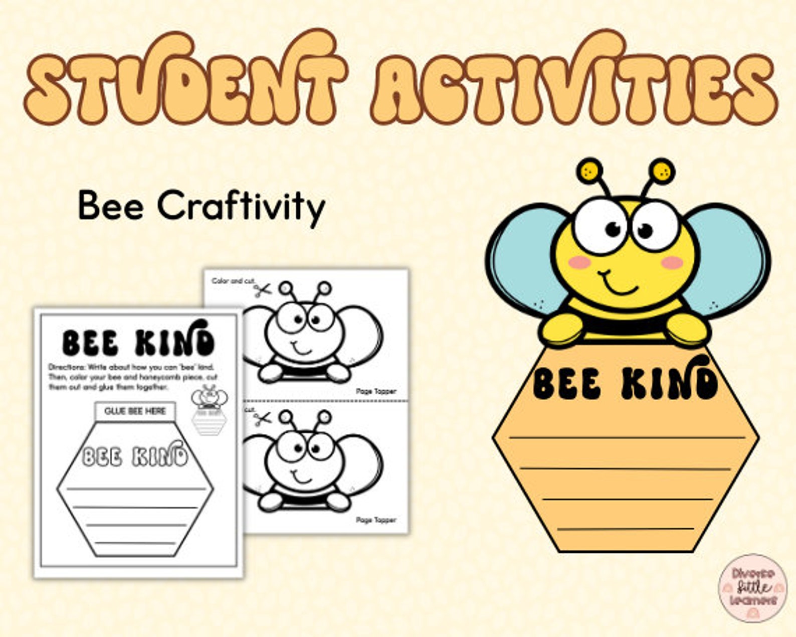 Bee Kind Retro Bulletin Board Decor | Writing Craft & Template ...