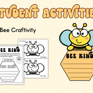 Bee Kind Retro Bulletin Board Decor | Writing Craft & Template ...