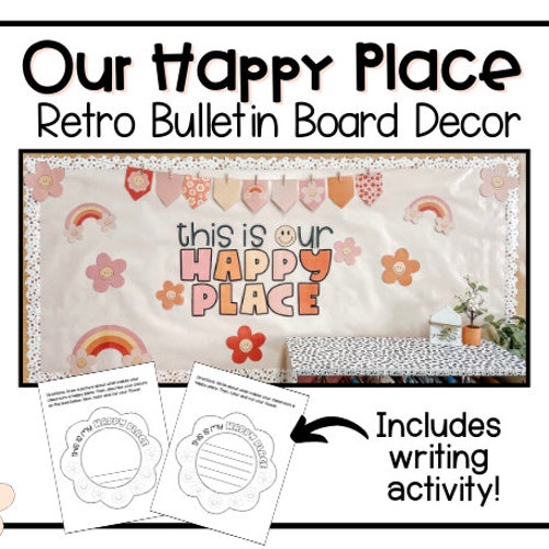 Our Happy Place Bulletin Board Decor Writing Activity - Etsy