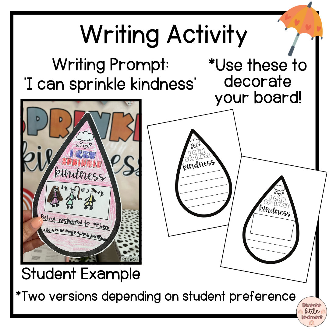 Spring Bulletin Board Decor | Writing Activity | Sprinkle Kindness ...