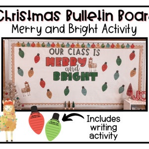 Christmas Bulletin Board Decor | Merry and Bright | Writing Activity - Etsy