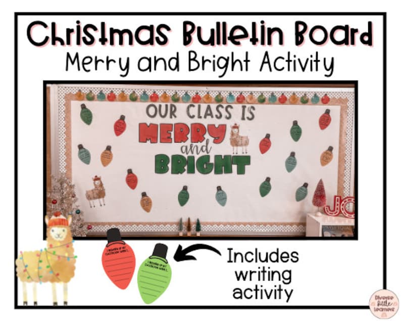 Christmas Bulletin Board Decor | Merry and Bright | Writing Activity - Etsy