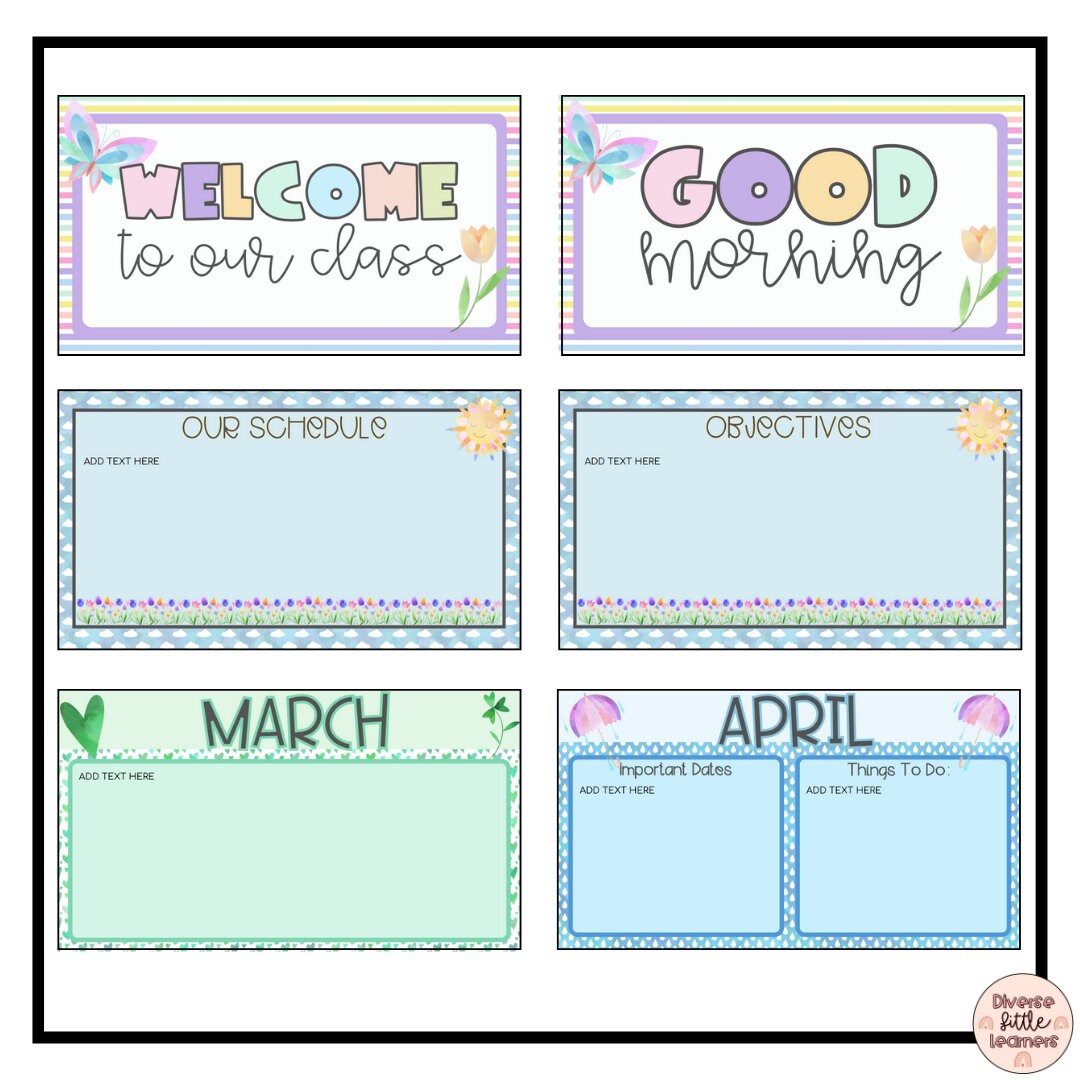 Spring Themed Google Slides Templates | March, April, May and June ...