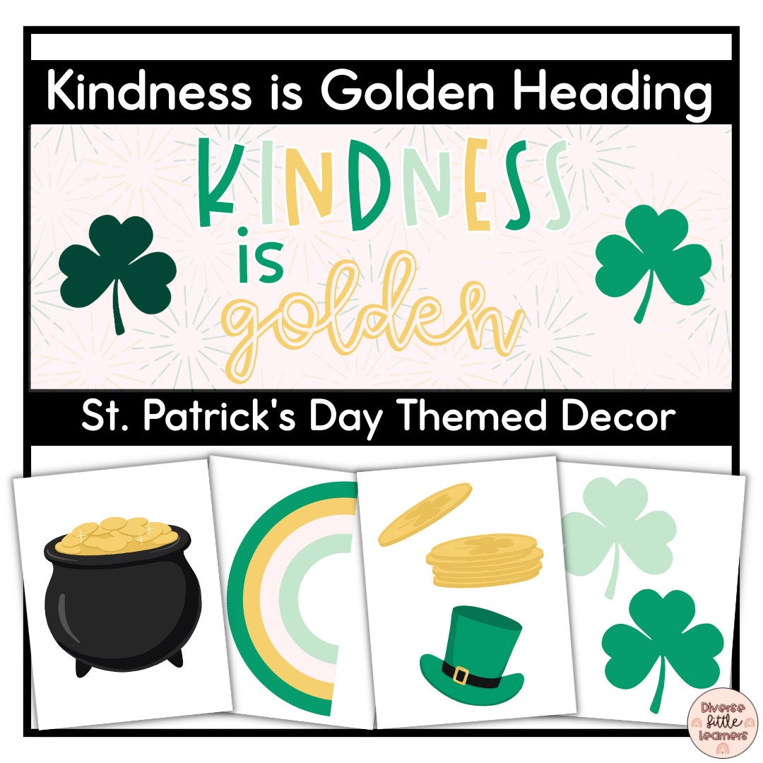 St. Patrick's Day Bulletin Board Classroom Decor | Kindness is Golden ...