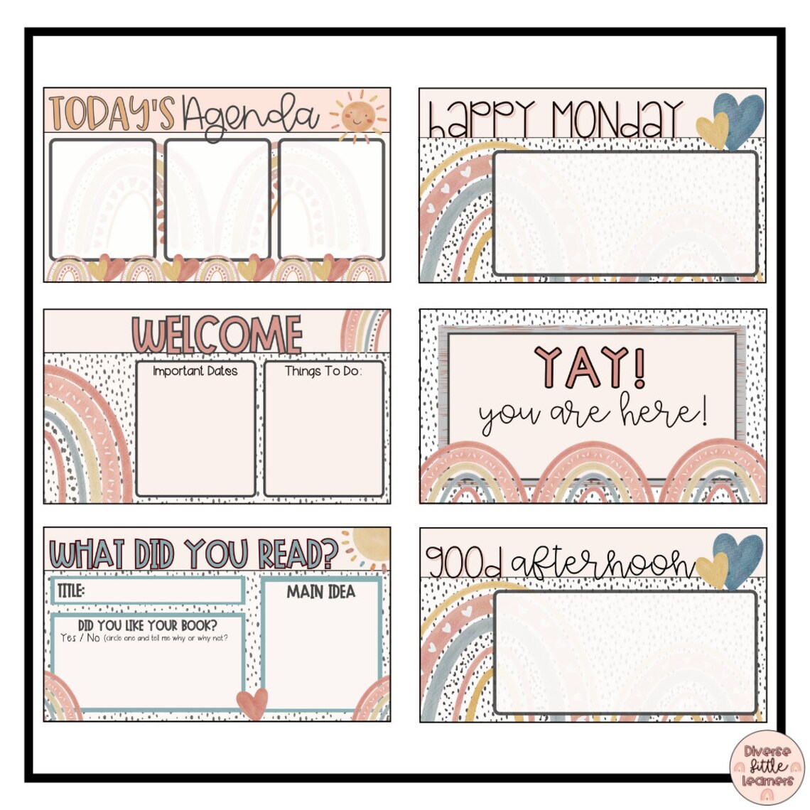 Rainbow Themed Google Slides Templates | Digital - Etsy
