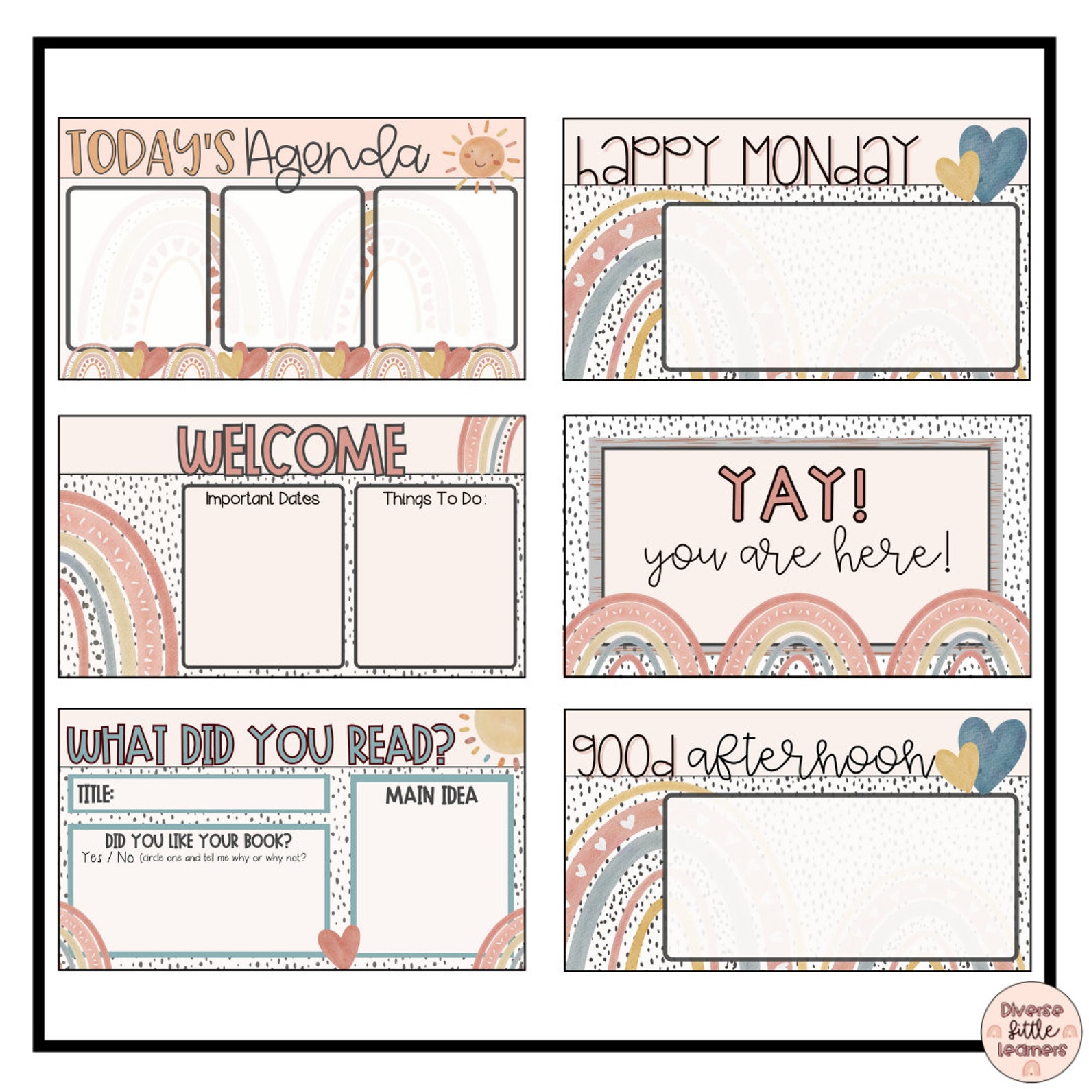 Rainbow Themed Google Slides Templates | Digital - Etsy