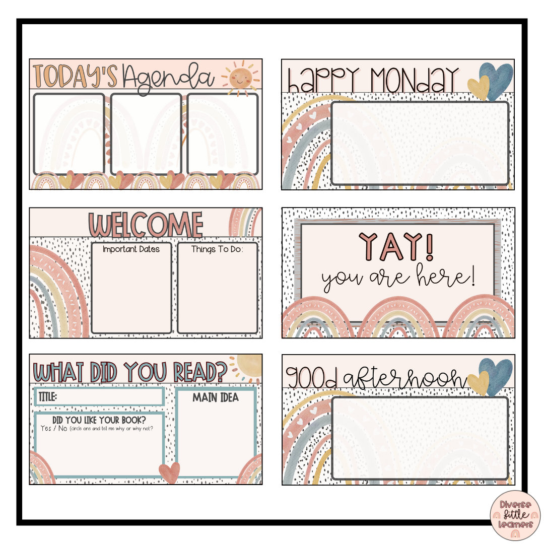 Rainbow Themed Google Slides Templates | Digital - Etsy
