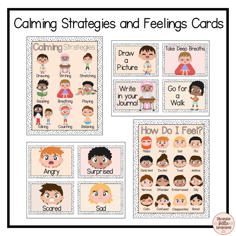 Calm Down Corner Yoga Cards Calming Strategies Breathing - Etsy