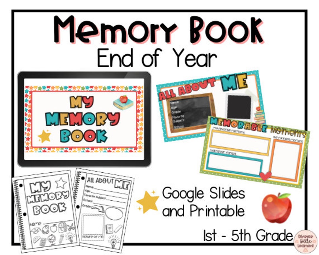End of Year Memory Book | Digital and Printable | Google Slides - Etsy