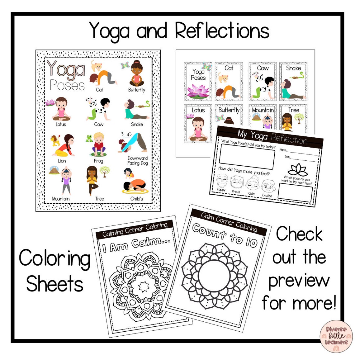 Calm Down Corner Yoga Cards Calming Strategies Breathing - Etsy