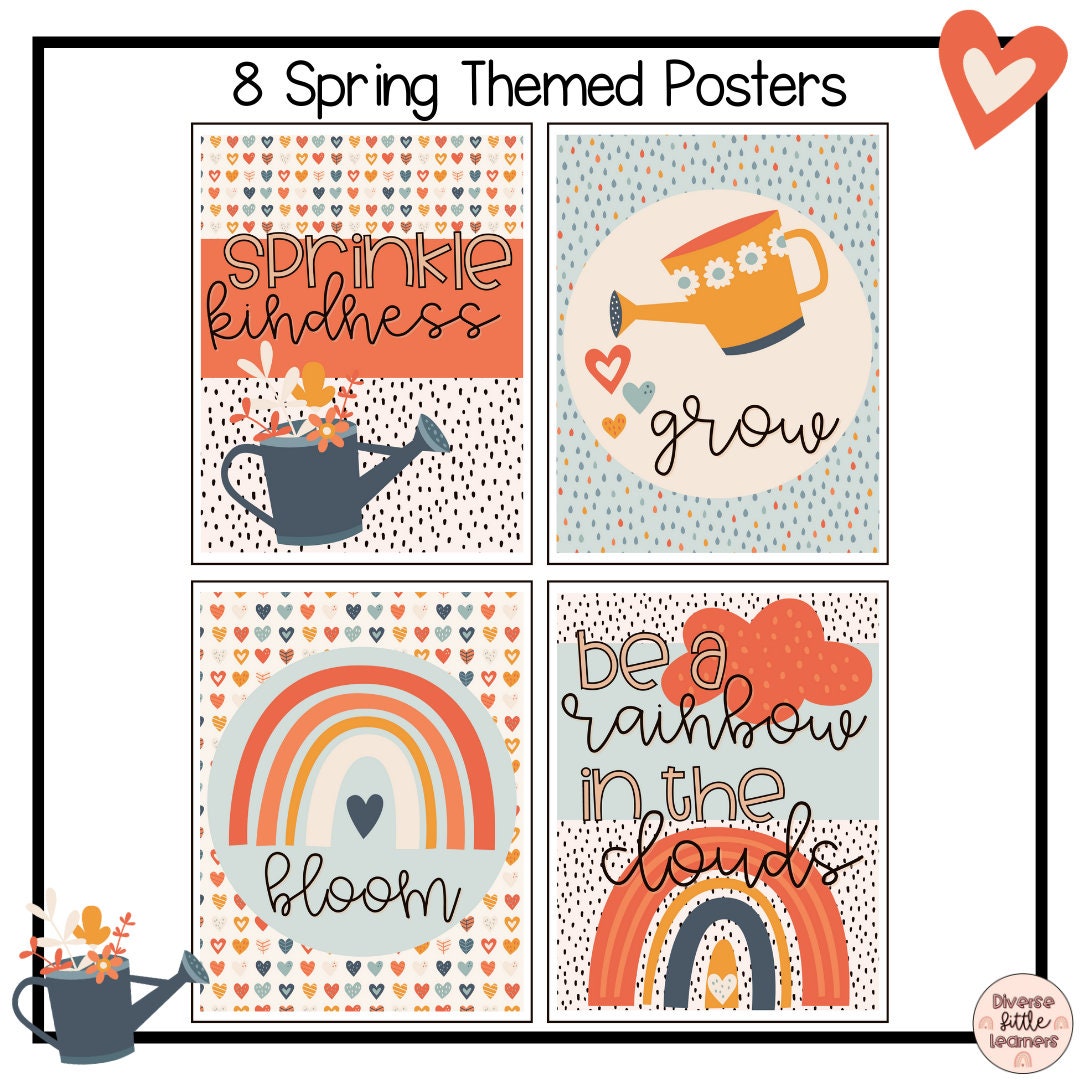 Spring Themed Classroom Posters | Bulletin Board Decor | Kindness Theme ...