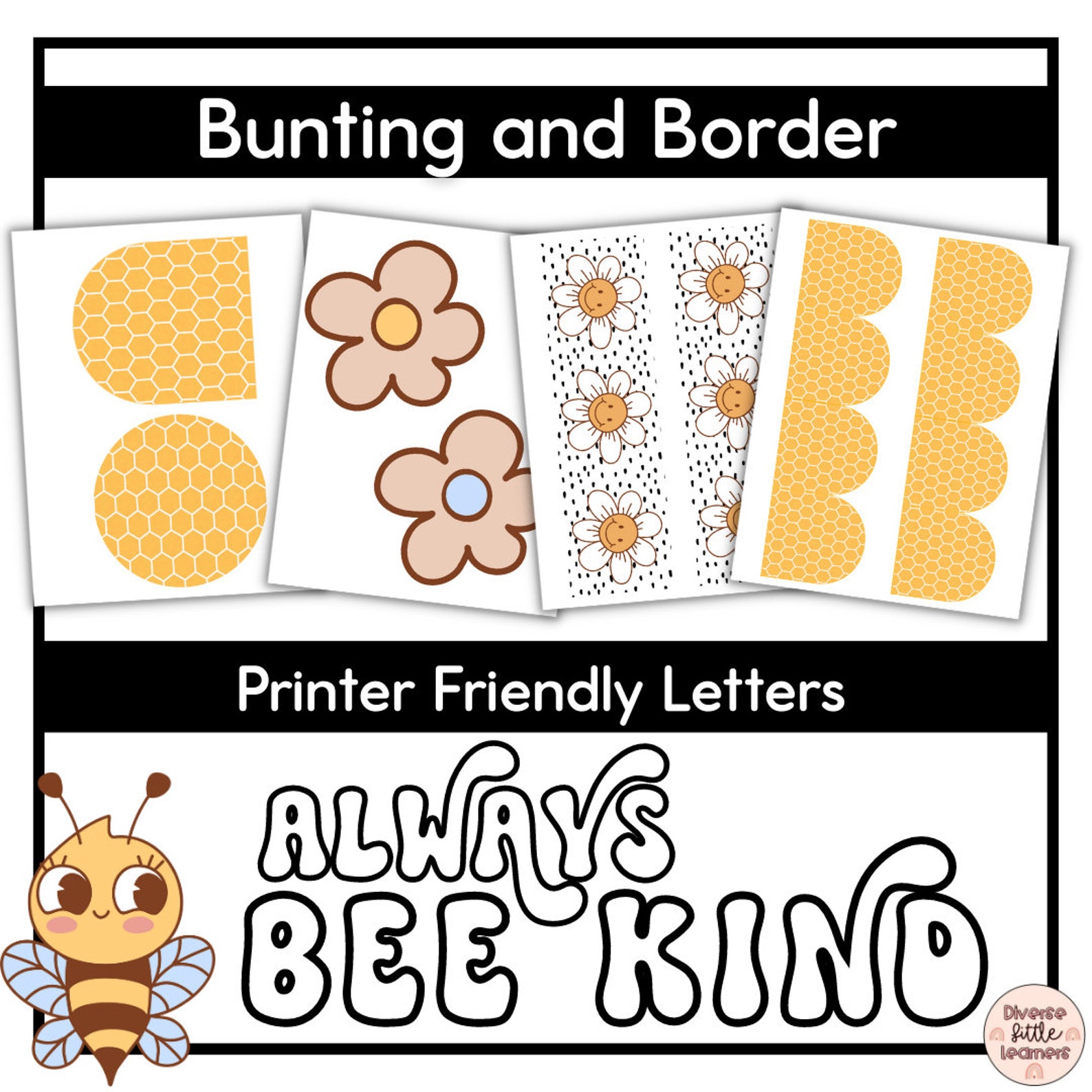 Bee Kind Retro Bulletin Board Decor | Writing Craft & Template ...