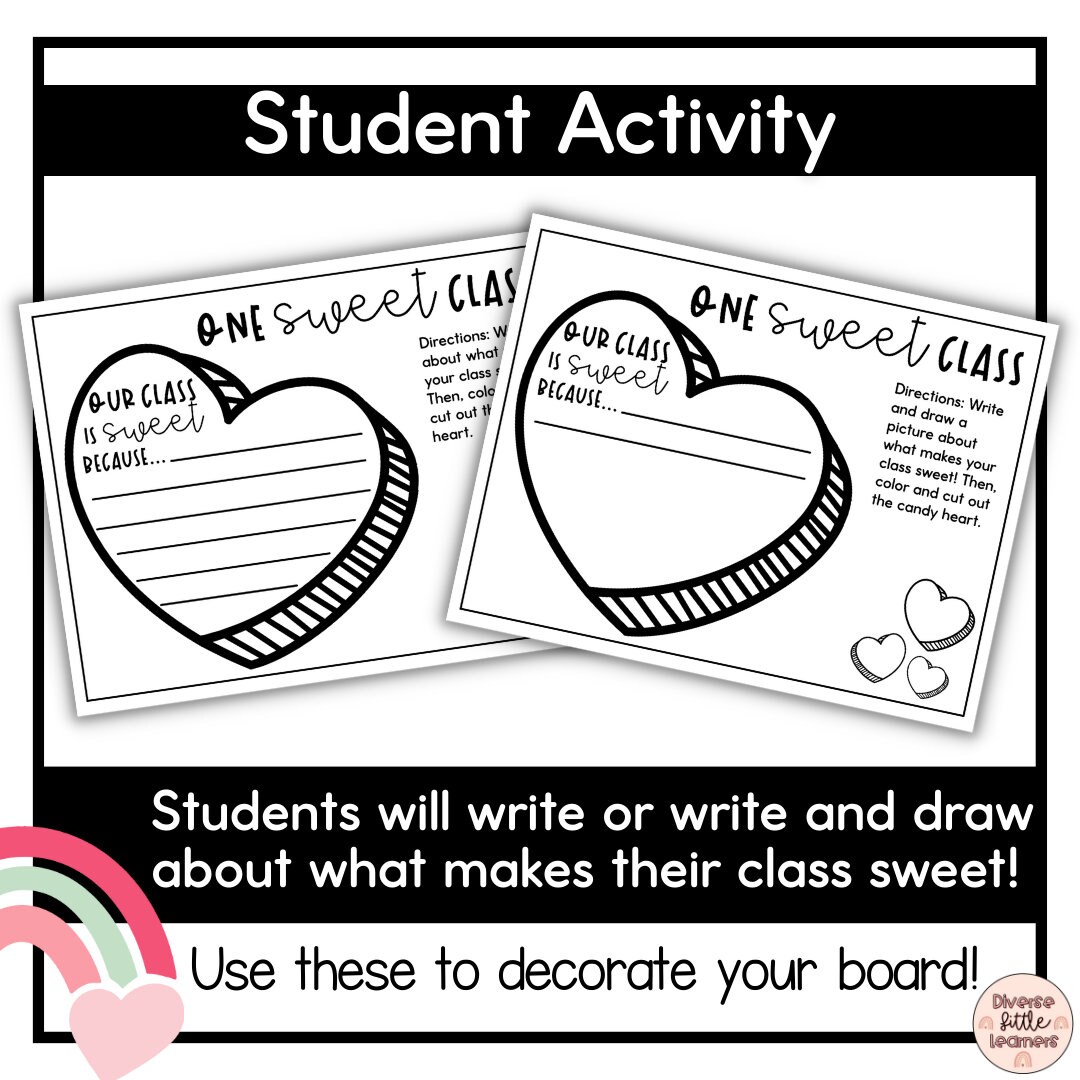 Valentine's Day Bulletin Board Classroom Decor One Sweet Class Student ...