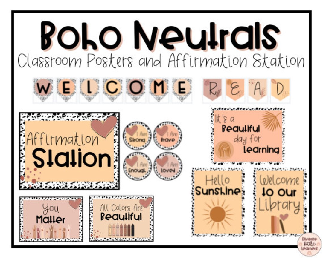 Boho Neutrals Dalmatian Motivational Classroom Posters | Affirmation ...