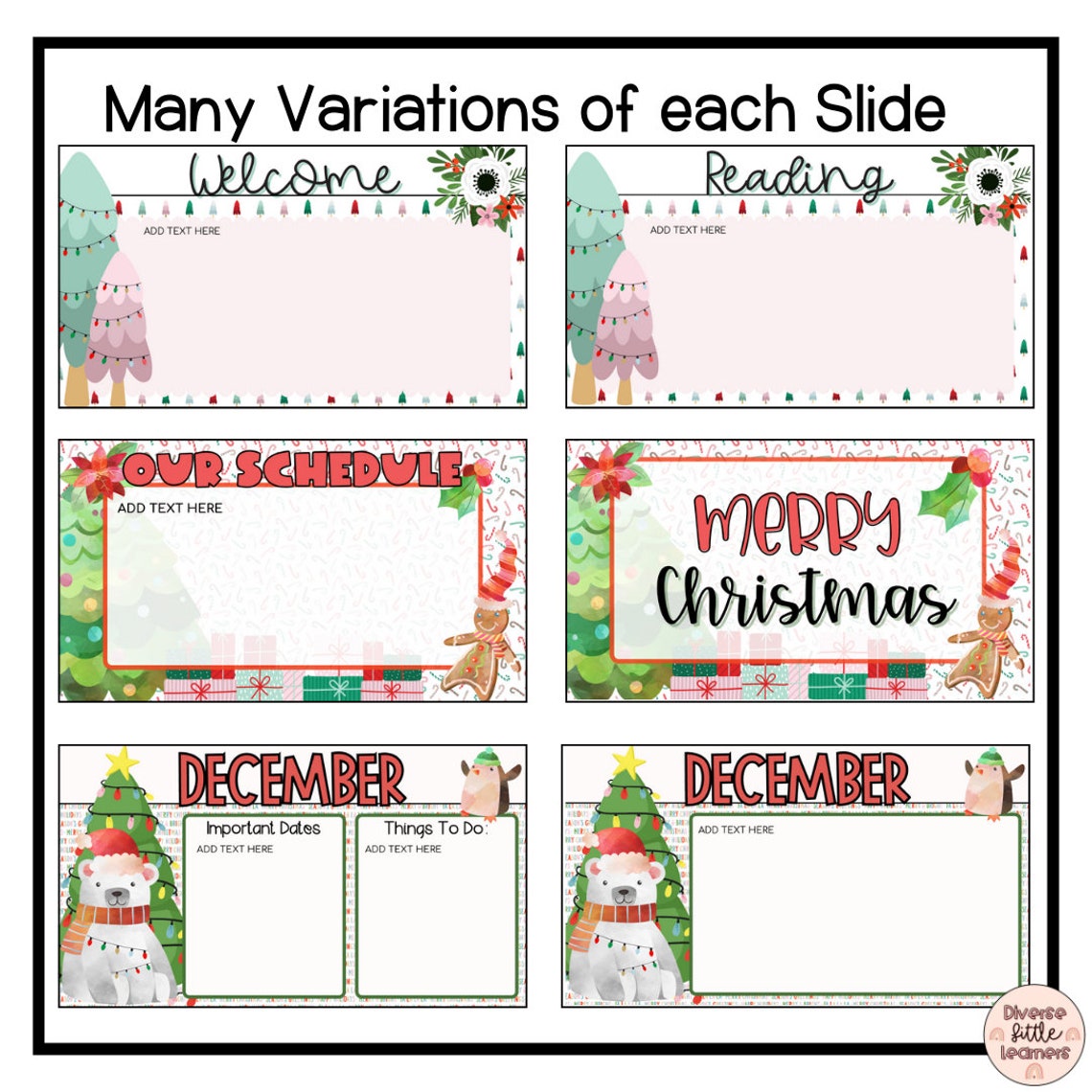 Christmas Themed Google Slides Templates | December | Holiday - Etsy