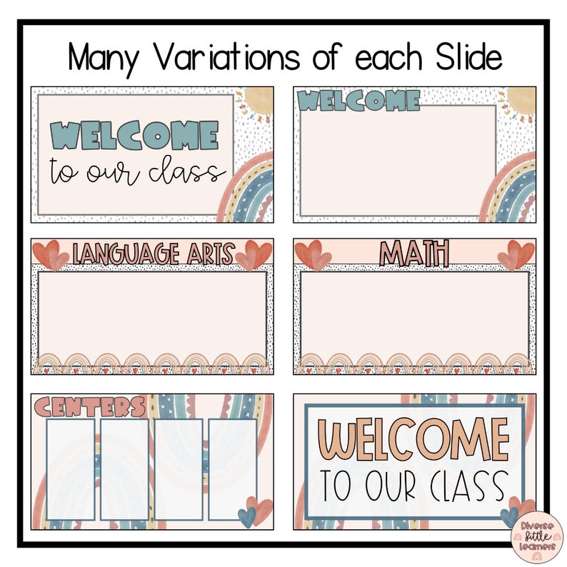 Rainbow Themed Google Slides Templates | Digital - Etsy