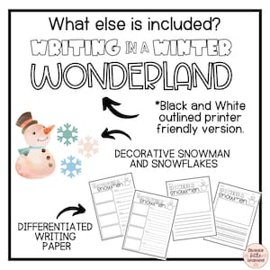 Writing in a Winter Wonderland Bulletin Board Decor | Snowman ...