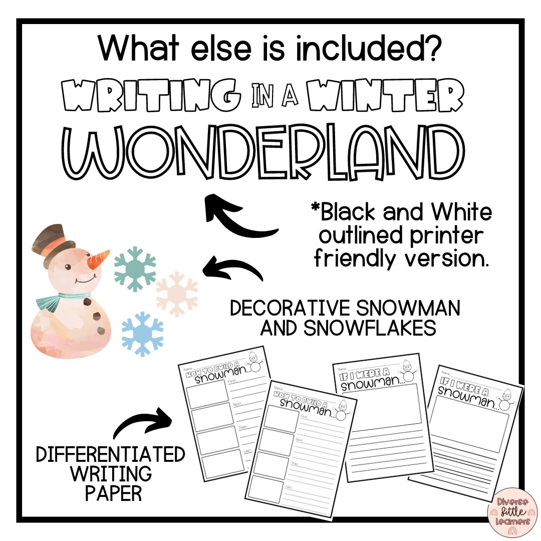 Writing in a Winter Wonderland Bulletin Board Decor | Snowman ...