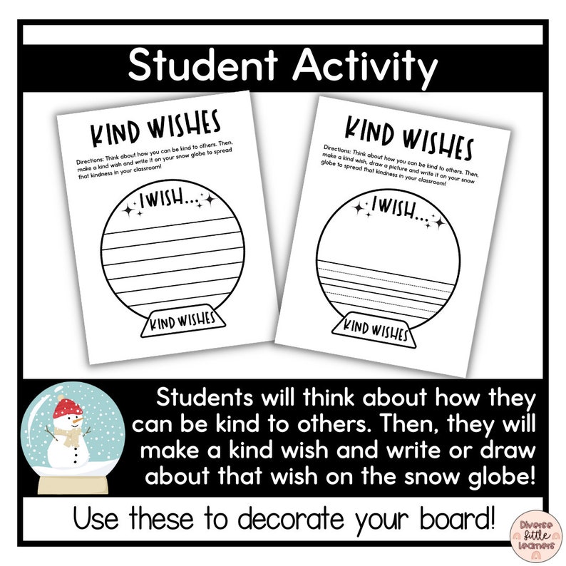 Winter Bulletin Board Decor: Kindness Snow Globe Activity (digital ...