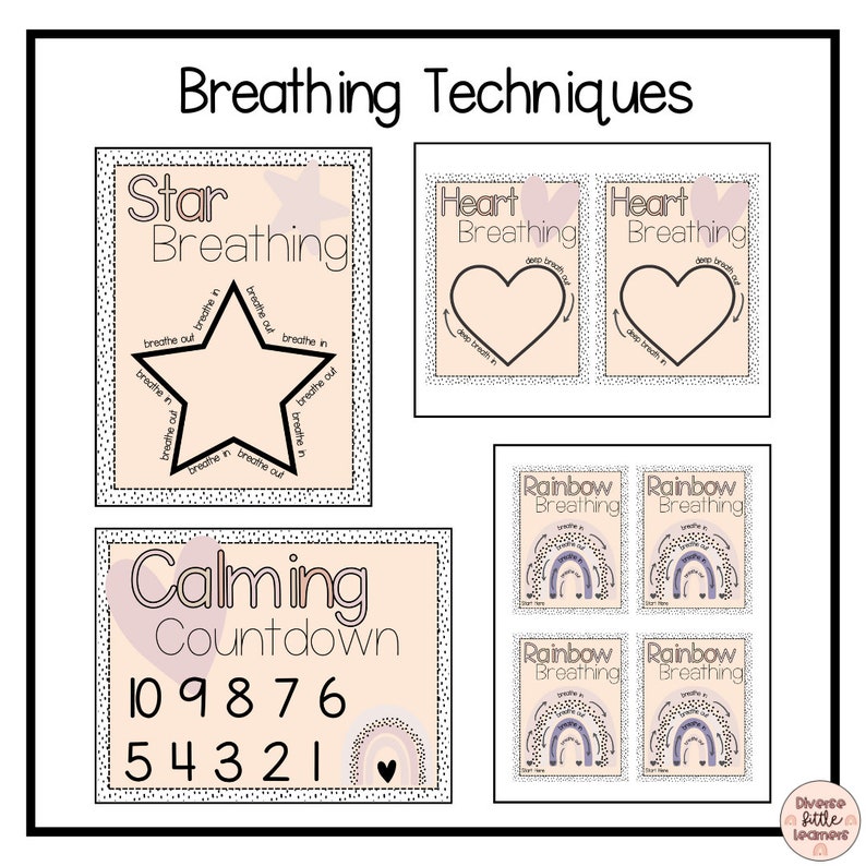 Calm Down Corner Yoga Cards Calming Strategies Breathing - Etsy