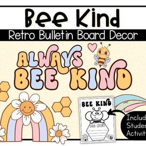 Bee Kind Retro Bulletin Board Decor | Writing Craft & Template ...