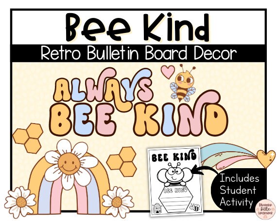 Bee Kind Retro Bulletin Board Decor | Writing Craft & Template ...