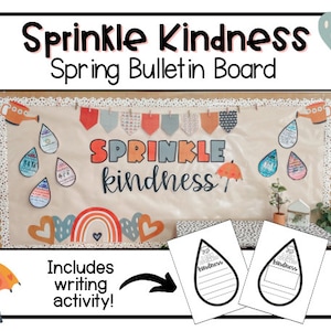 Spring Bulletin Board Decor | Writing Activity | Sprinkle Kindness ...