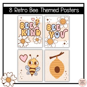 Bee Kind Retro Classroom Posters | Bulletin Board Decor | Bee Theme ...