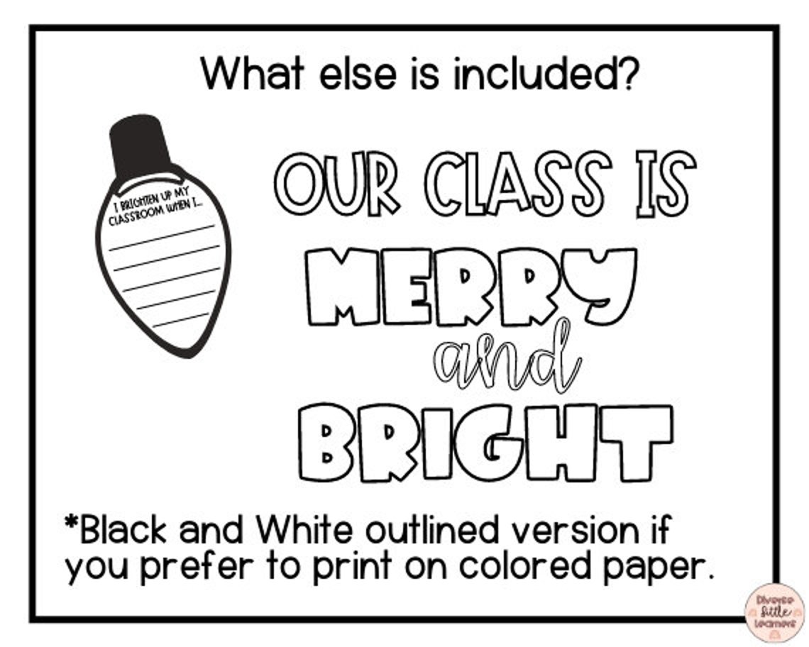 Christmas Bulletin Board Decor | Merry and Bright | Writing Activity - Etsy