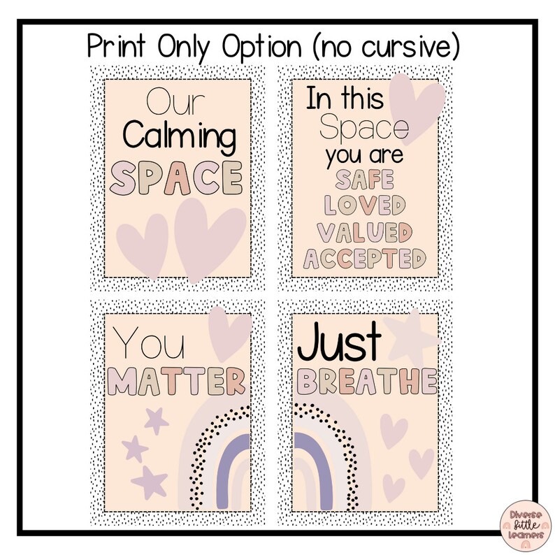 Calming Corner Classroom Posters Motivational Bulletin Board Decor ...