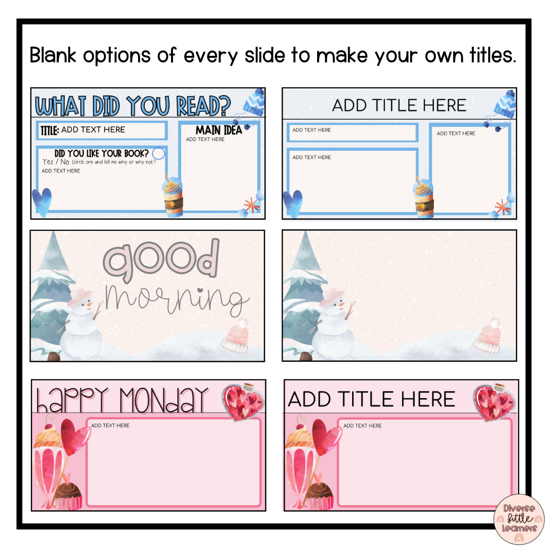 Winter Themed Google Slides Templates | December | January | February ...