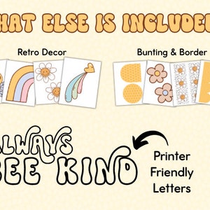 Bee Kind Retro Bulletin Board Decor | Writing Craft & Template ...