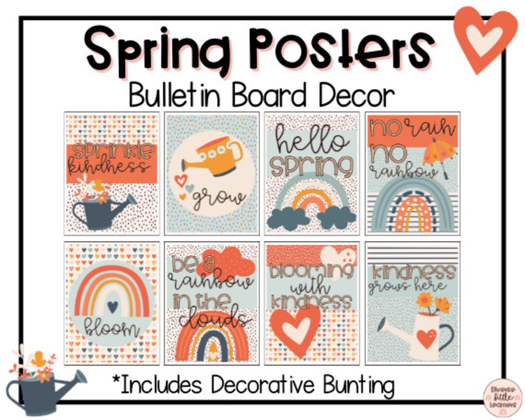 Spring Themed Classroom Posters | Bulletin Board Decor | Kindness Theme ...