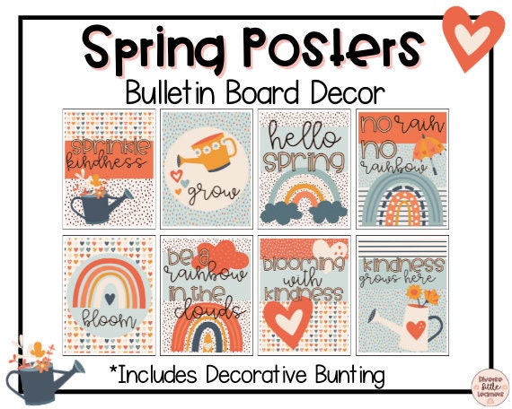Spring Themed Classroom Posters | Bulletin Board Decor | Kindness Theme ...