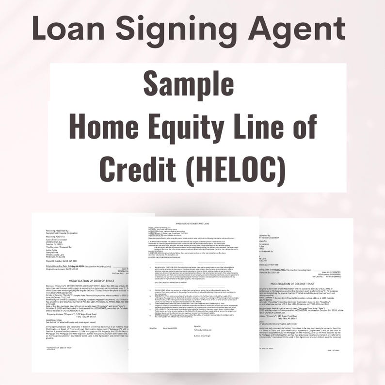 Loan Signing Agent HELOC | Practice Loan Documents| HELOC Documents ...