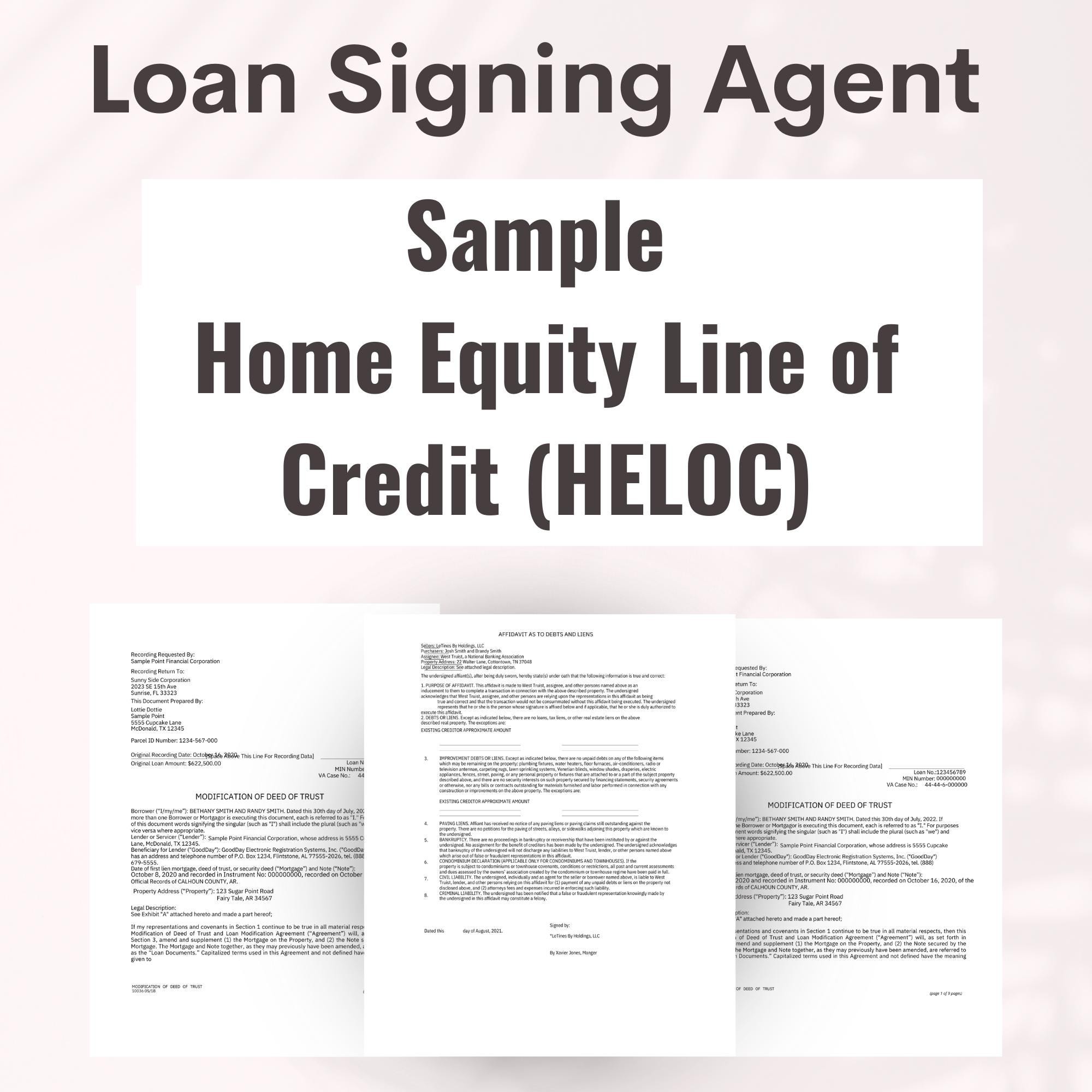 Loan Signing Agent HELOC | Practice Loan Documents| HELOC Documents ...