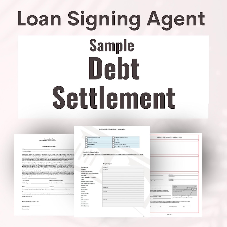 Loan Signing Agent Sample Debt Settlement| Debt Settlement Signing ...