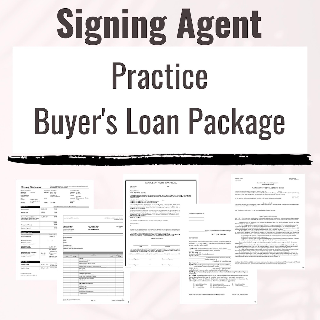 Loan Signing Agent Sample Buyer's Package | Signing Agent Practice ...
