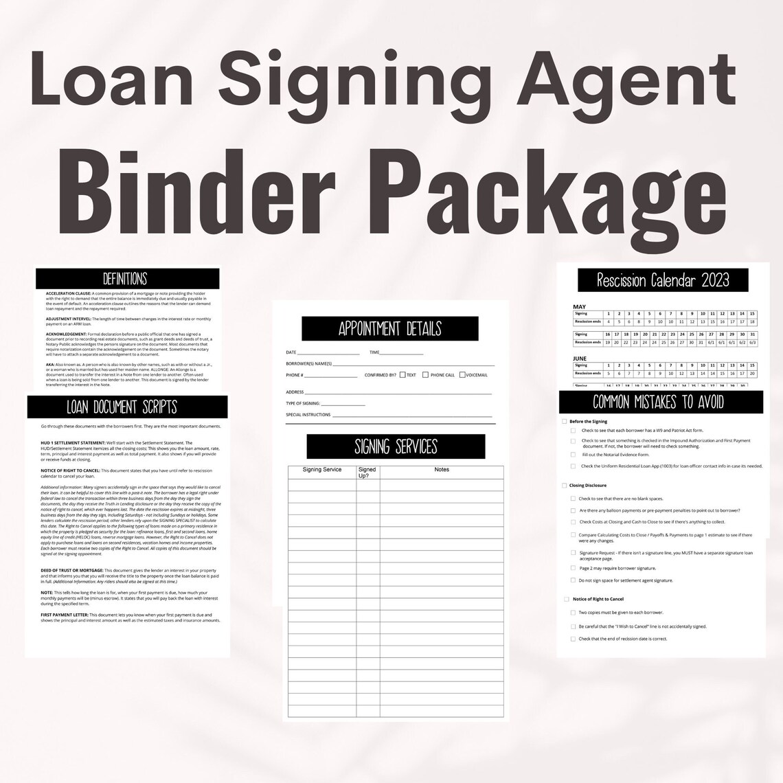 Mobile Notary Signing Agent Binder Package Scripts, Definitions ...